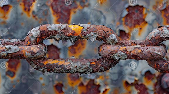 A Closeup of Rustcolored Flakes and Chips Peeling Off a Chain Link ...