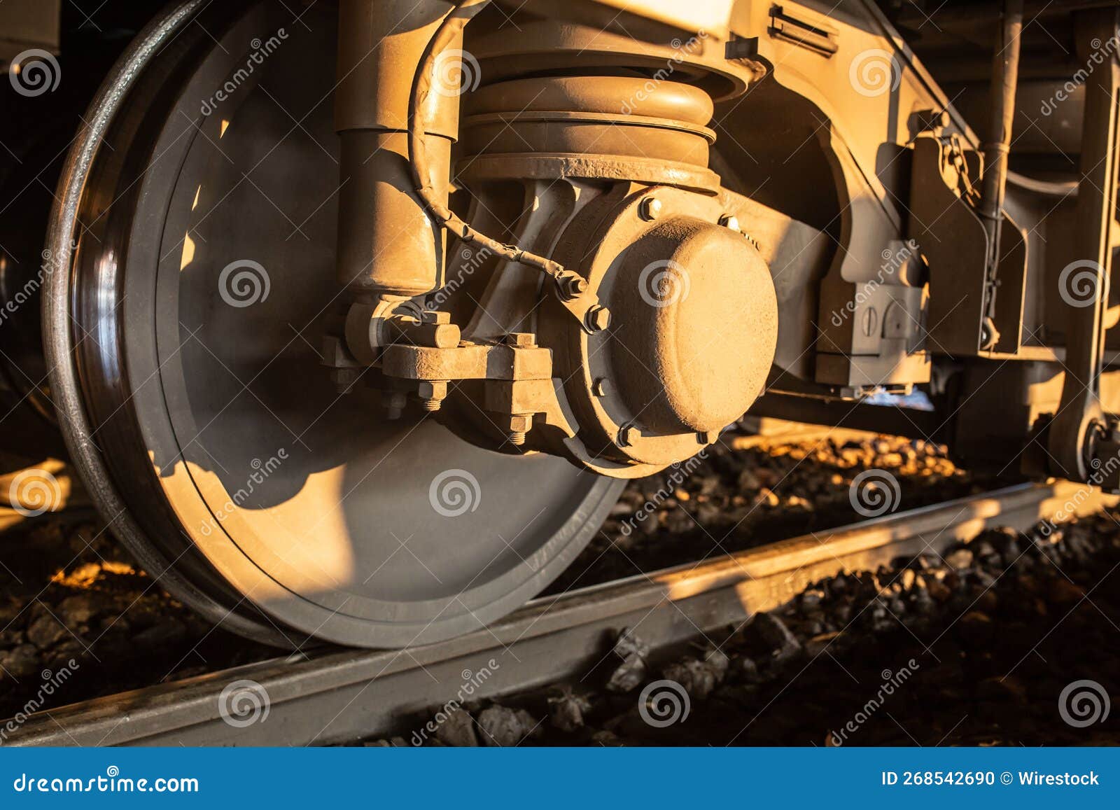 Closeup of Rustic Wheels of a Train with the Sunlight Stock Photo ...