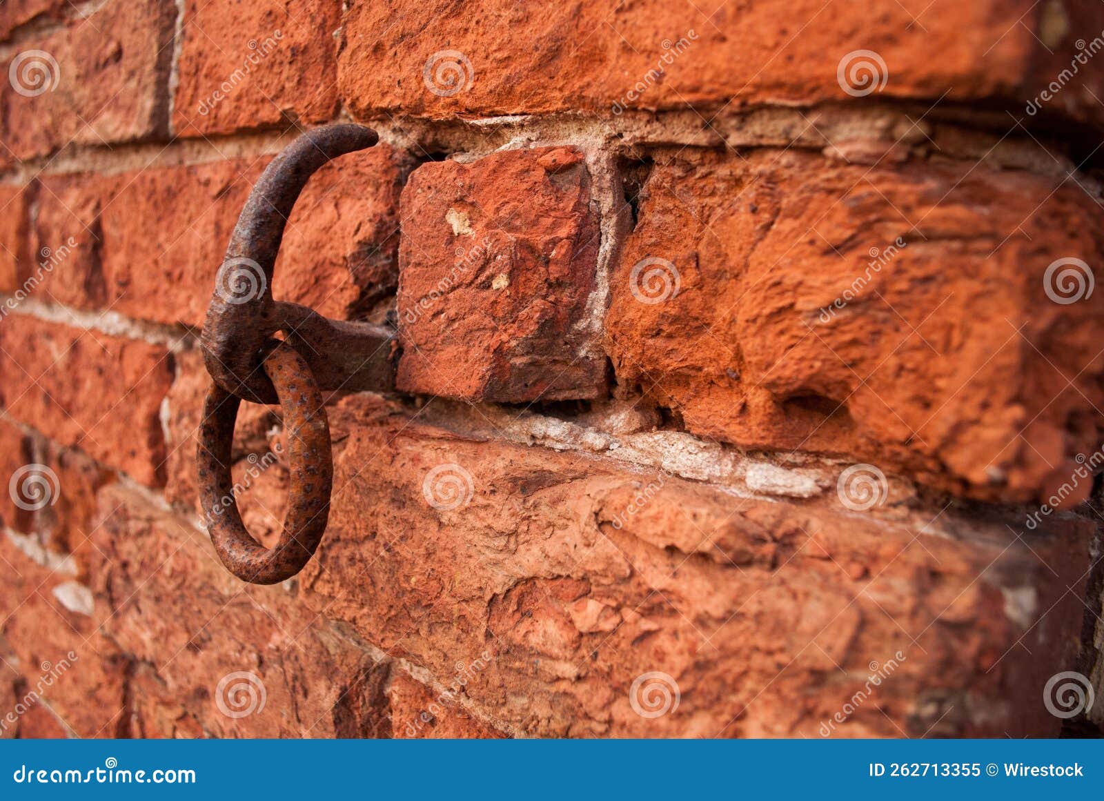 Closeup of a Rusty Metal Ring on a Red Brick Wall Stock Image - Image ...