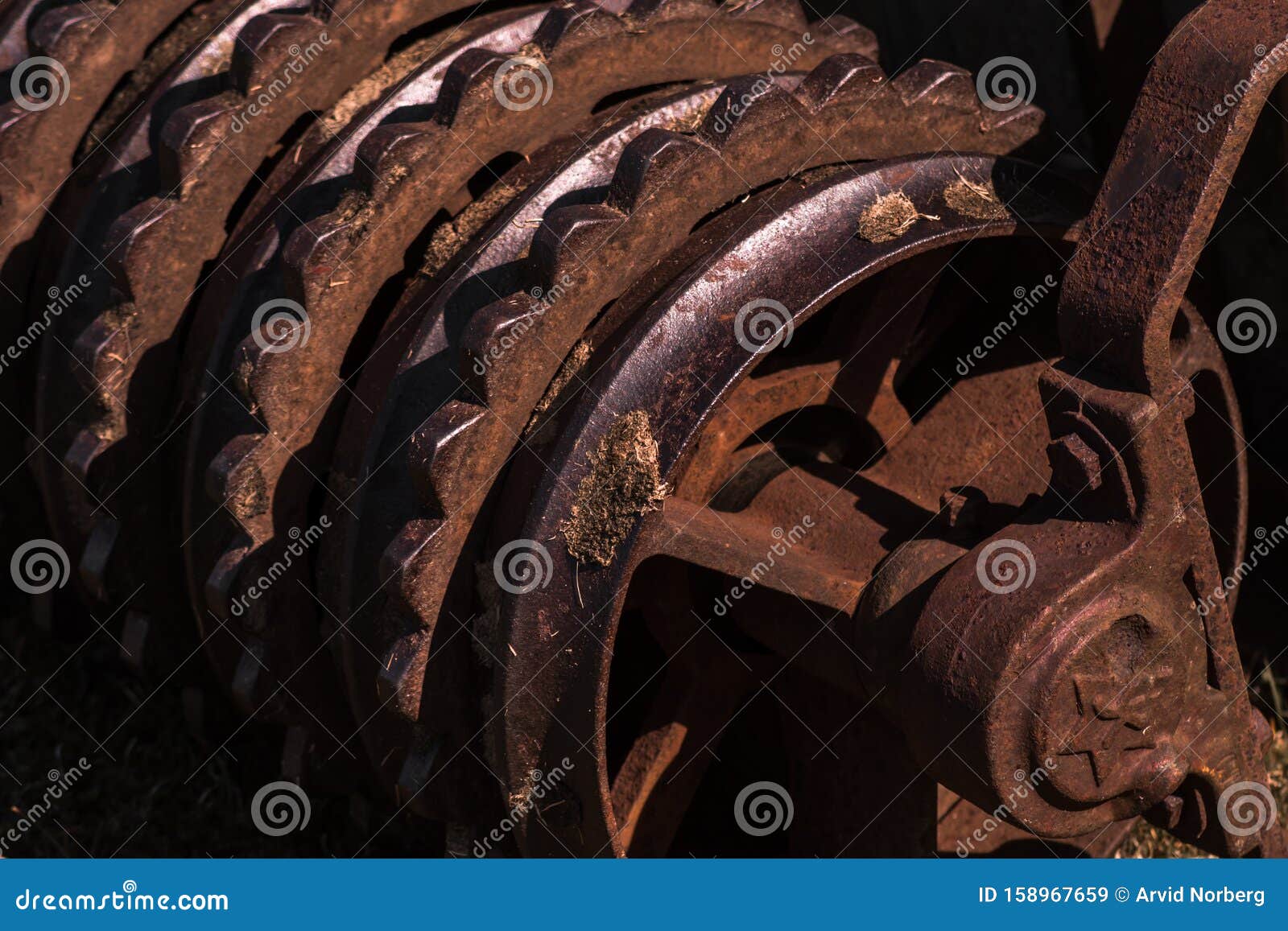 Rusty Old Roller Farm Equipment Stock Image - Image of meadow, closeup ...