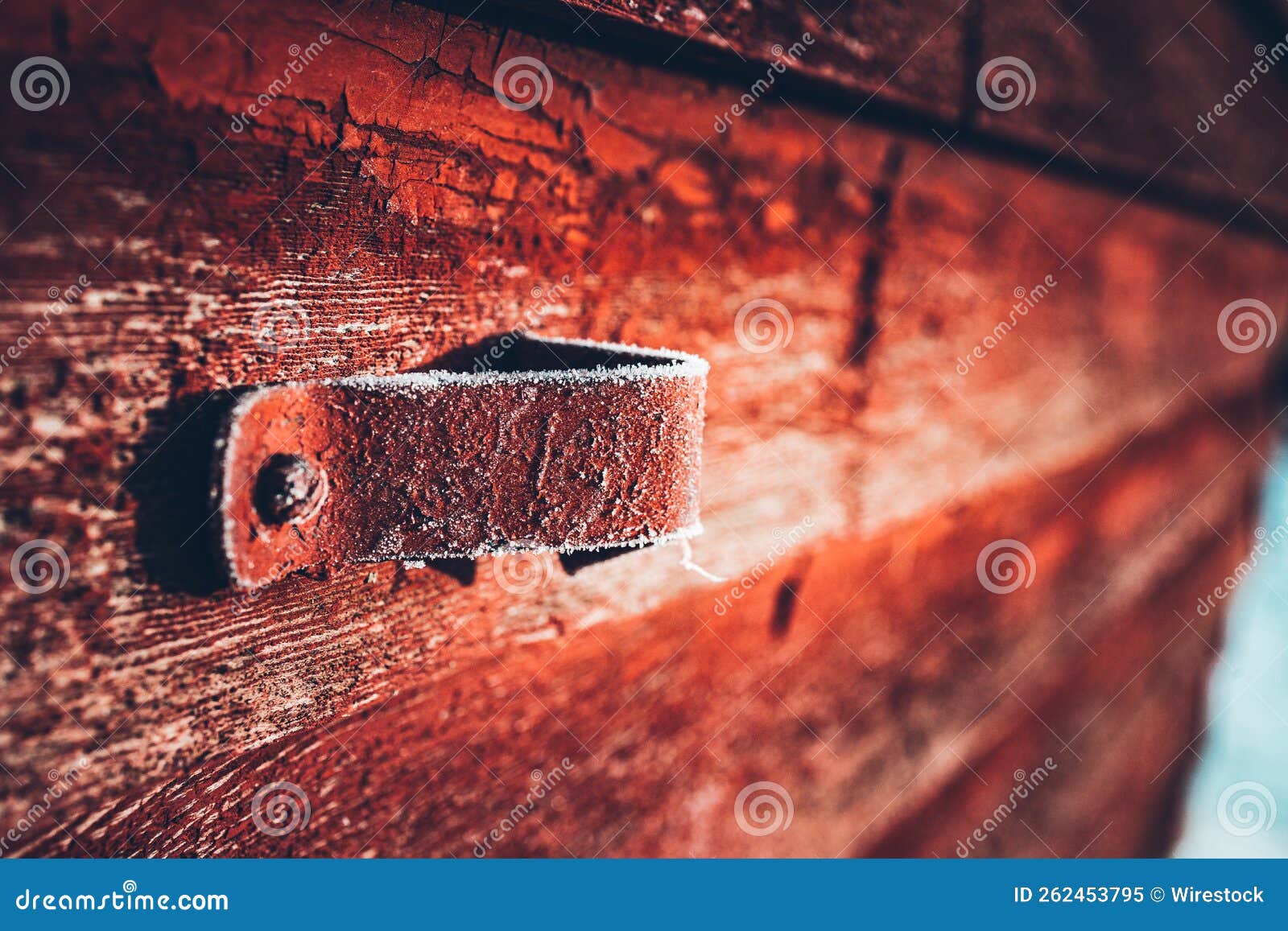 Closeup of a Rusty Red Door Handle Stock Image - Image of rusty, wood ...