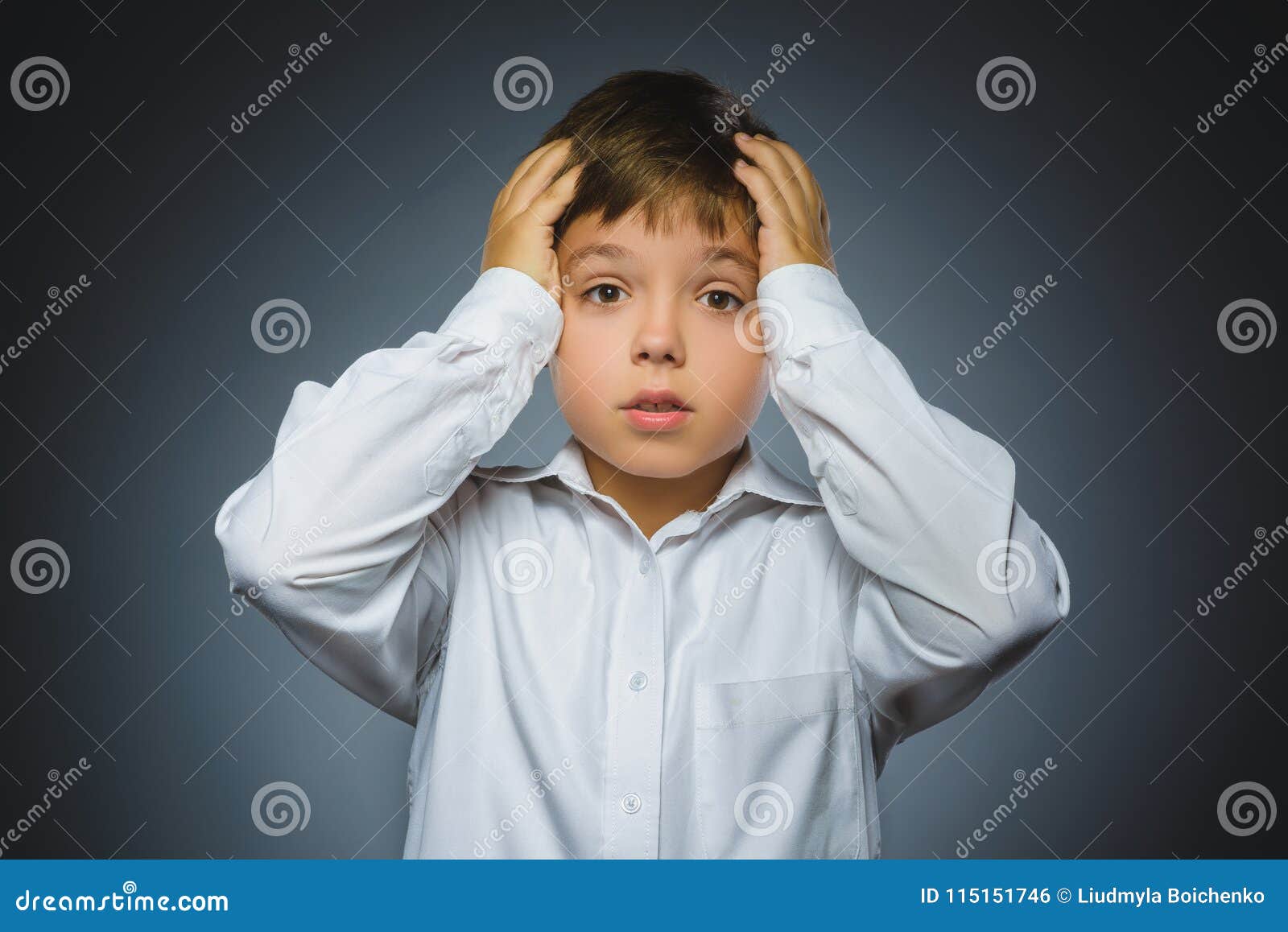 Closeup Sad Boy with Worried Stressed Face Expression Stock Photo ...
