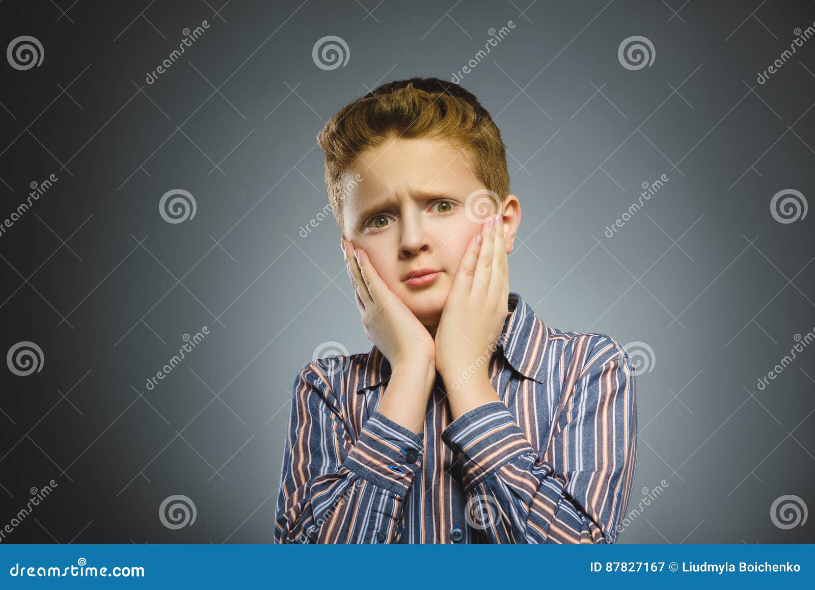 Closeup Sad Boy with Worried Stressed Face Expression Stock Image ...