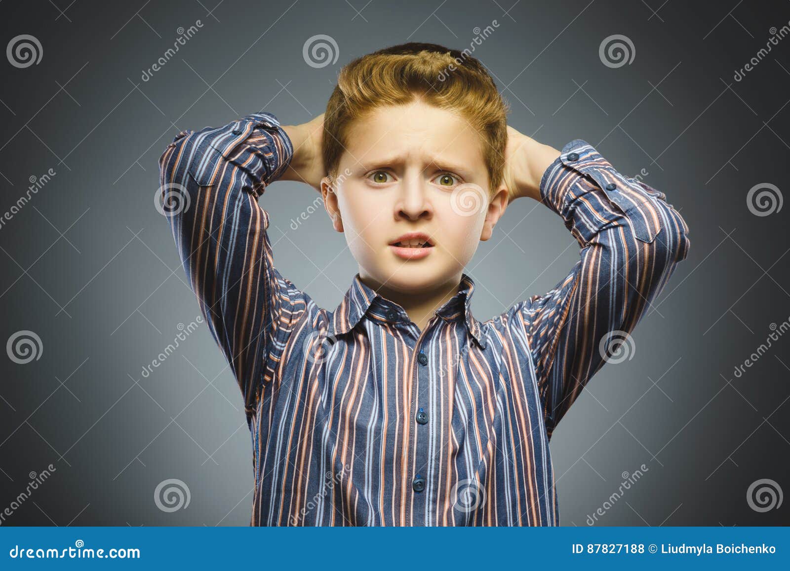 Closeup Sad Boy with Worried Stressed Face Expression Stock Photo ...