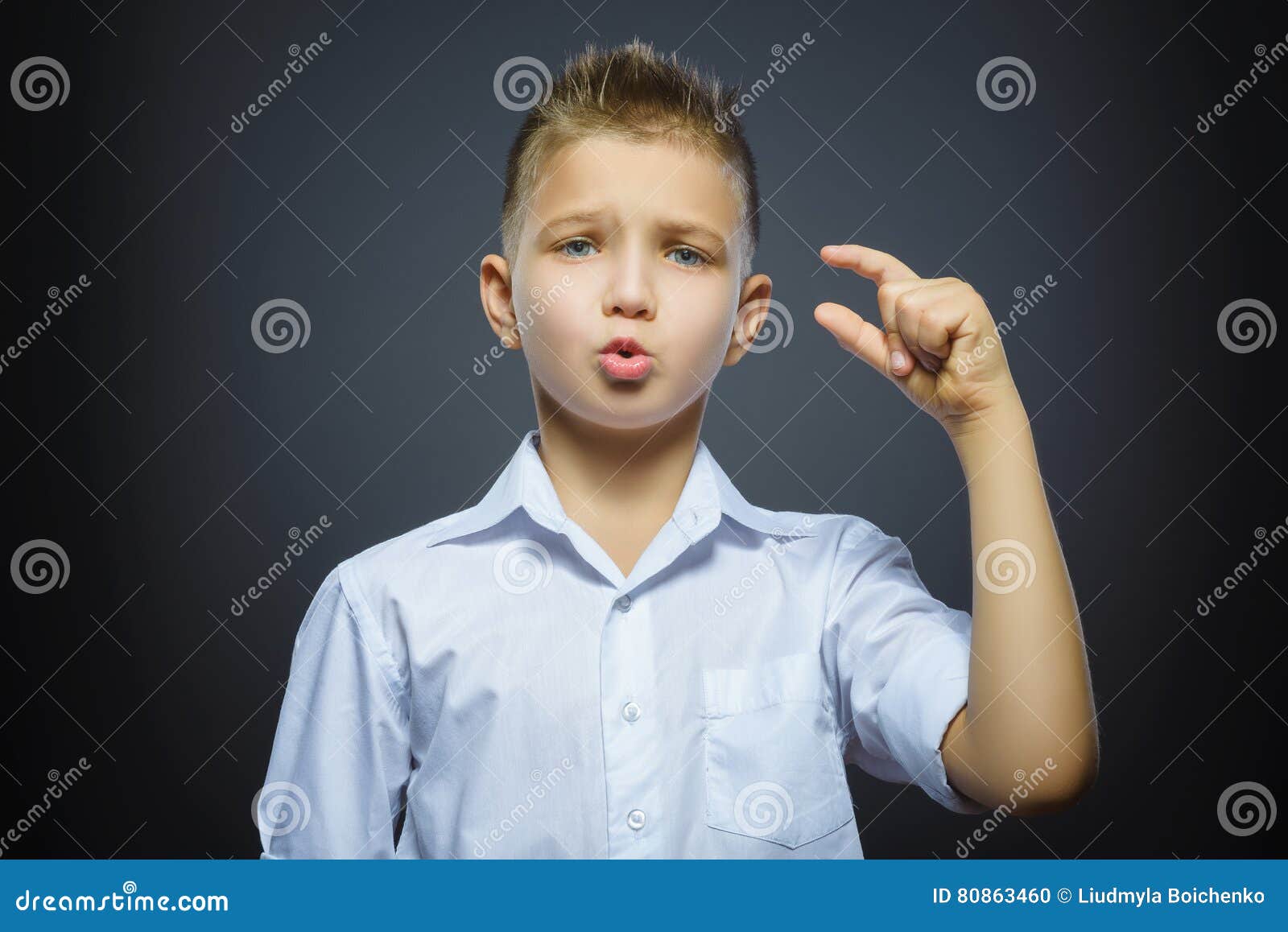 Closeup Sad Boy with Worried Stressed Face Expression Show Small Size ...