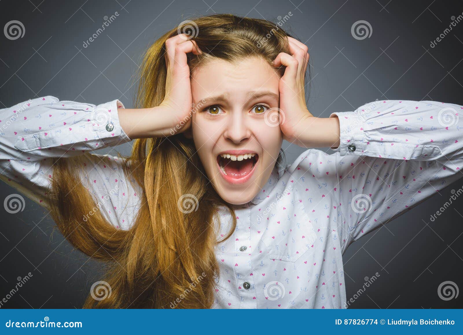 Closeup Sad Girl with Worried Stressed Face Expression Stock Photo ...