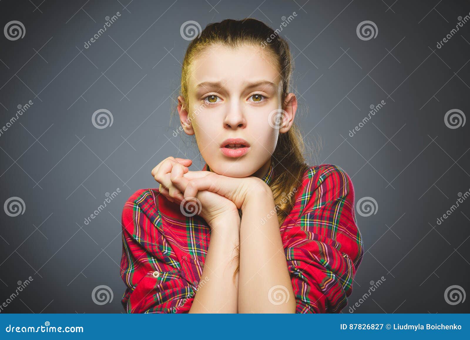 Closeup Sad Girl with Worried Stressed Face Expression Stock Image ...
