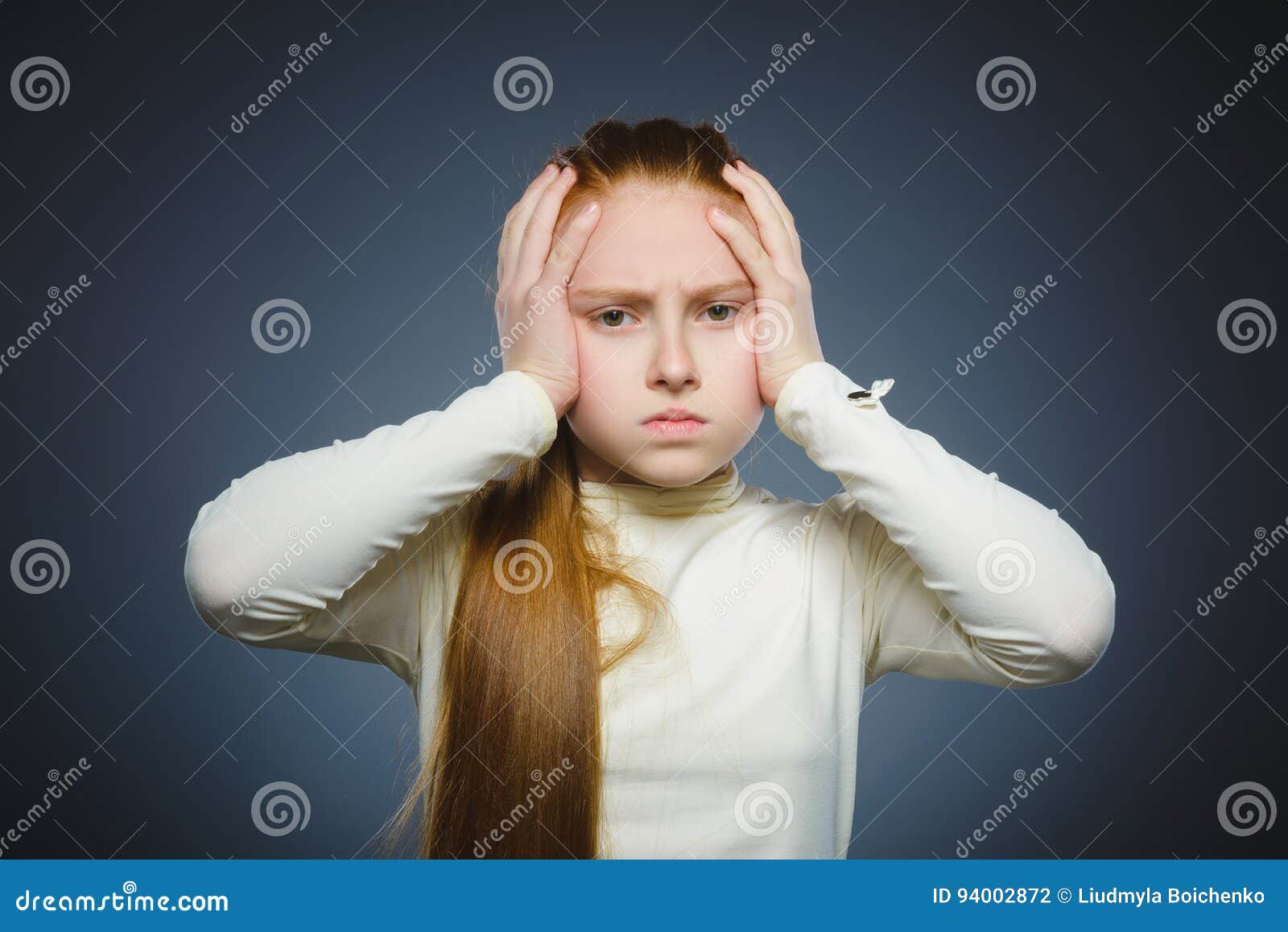 Closeup Sad Girl with Worried Stressed Face Expression Stock Photo ...