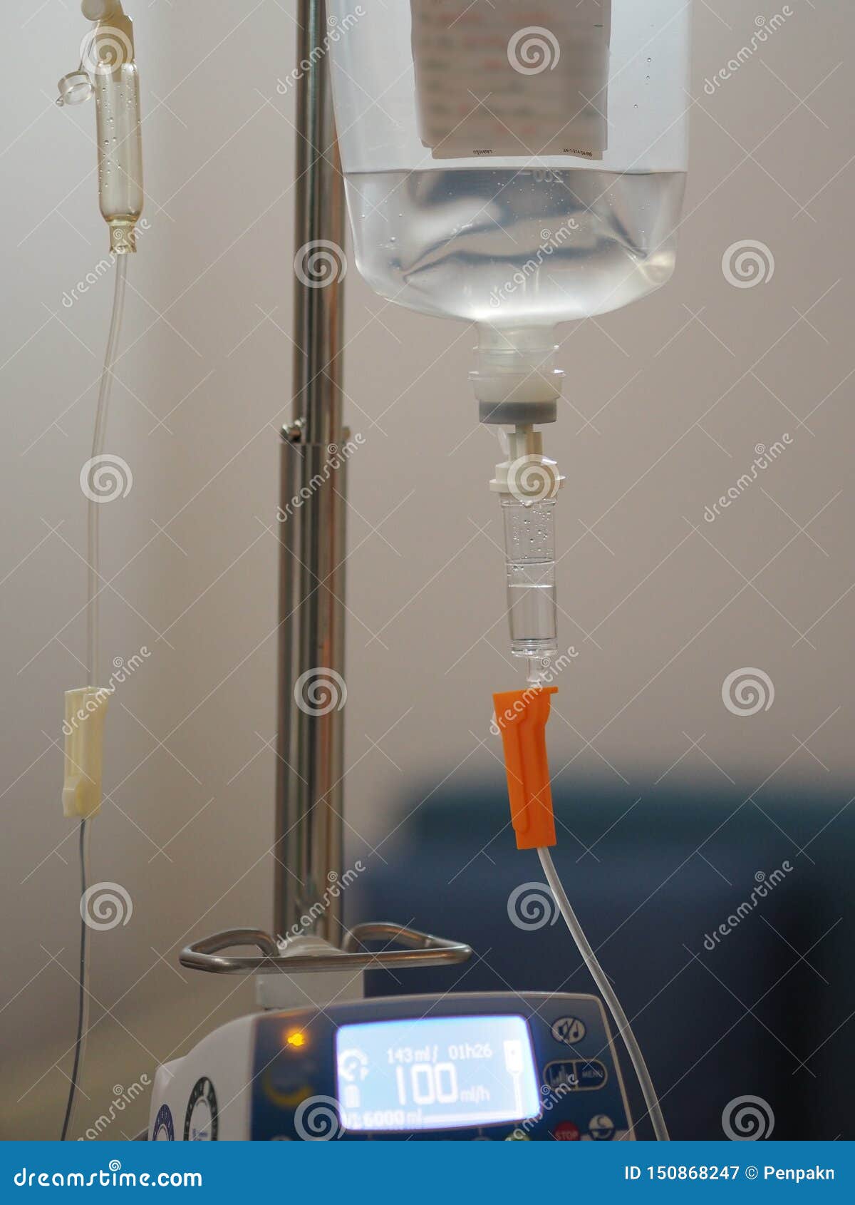 Saline Drip Control Machine in Ward at the Hospital Stock Image - Image ...