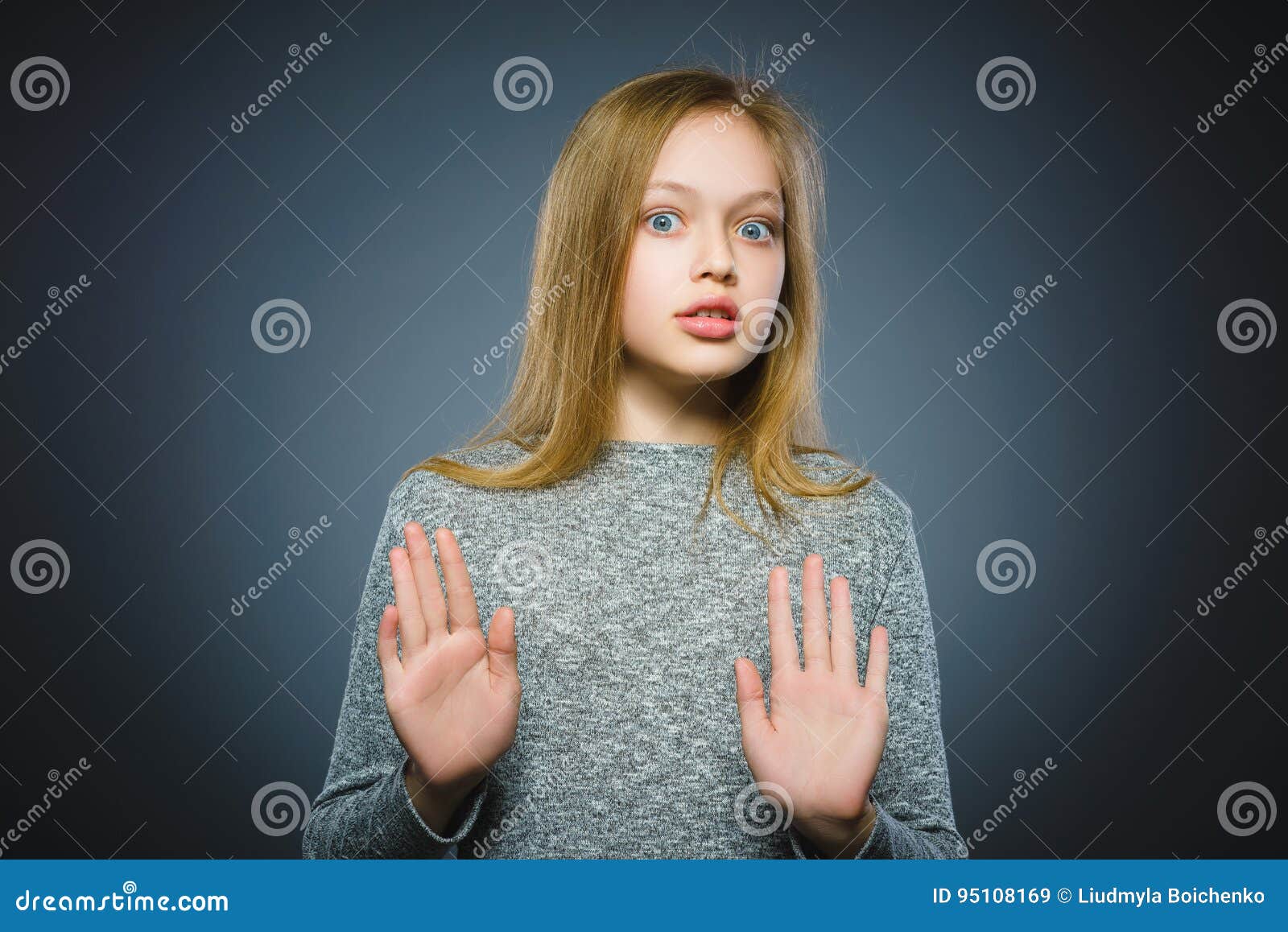 Closeup Scared and Shocked Little Girl. Human Emotion Face Expression ...