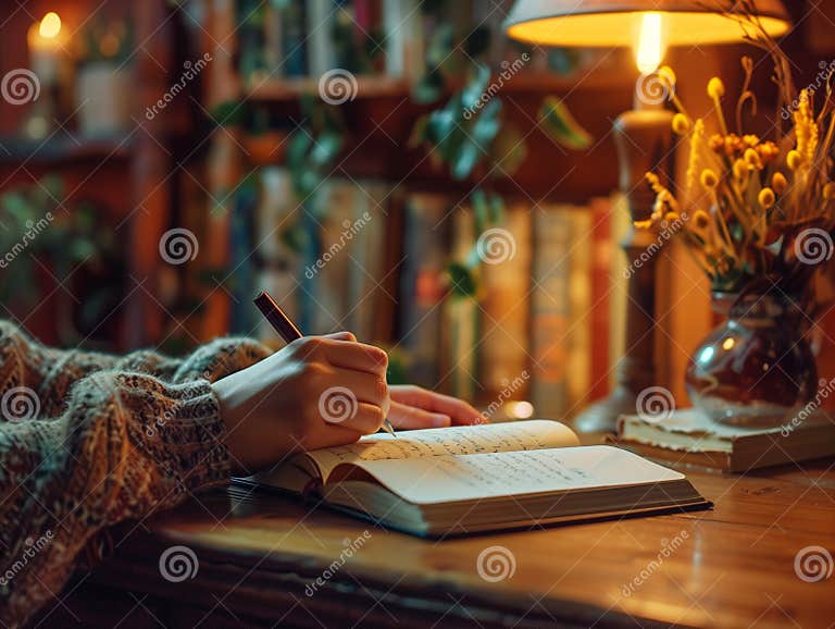 Closeup Scene of Hand Writing on Notebook. by Generative Ai Stock ...