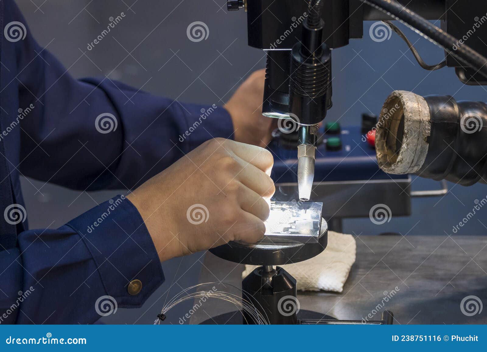 Closeup Scene of Laser Welding Operator Working with Mold Parts Stock ...