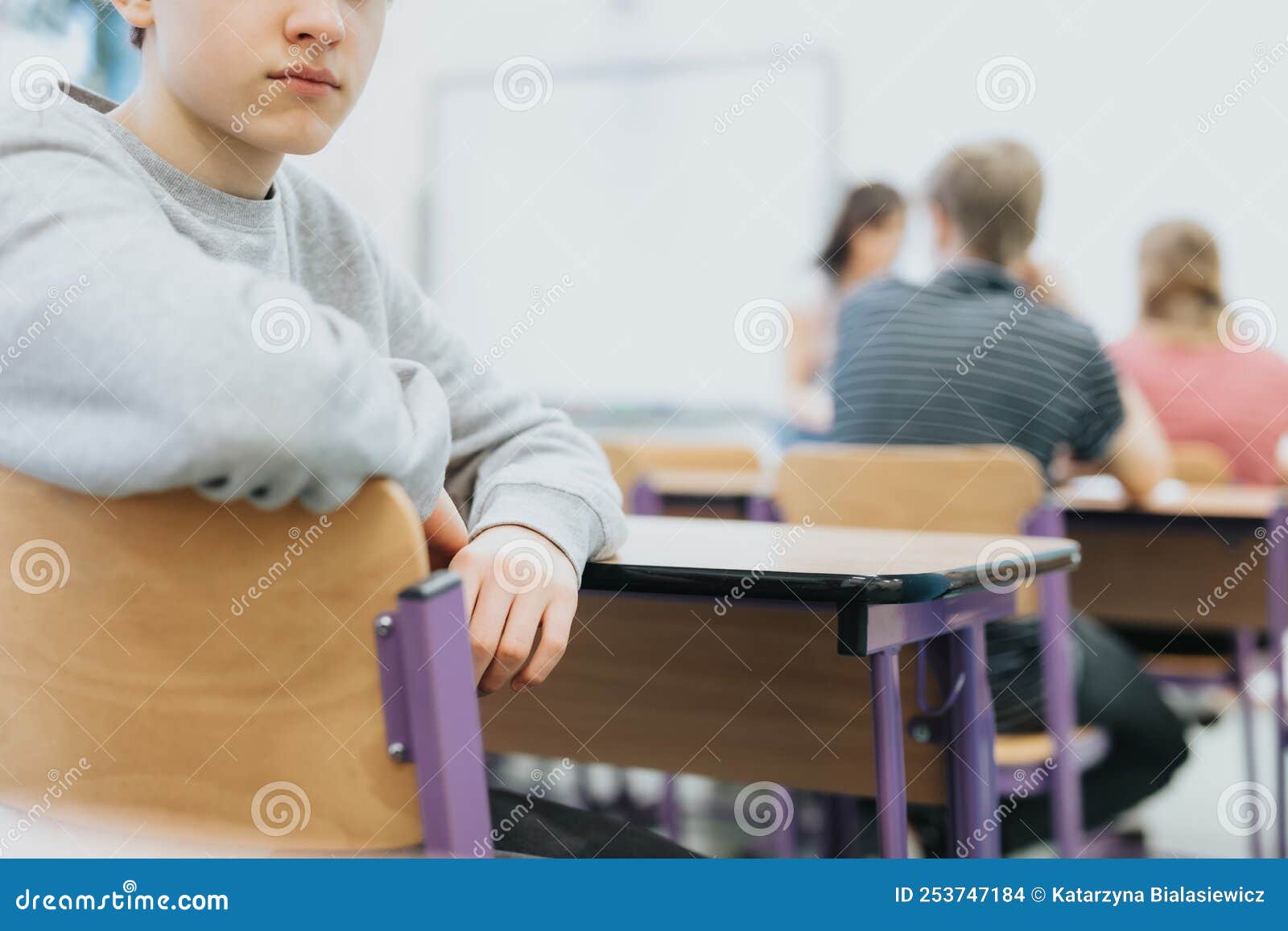 Closeup of School Sitting in the Class Room at School Stock Photo ...