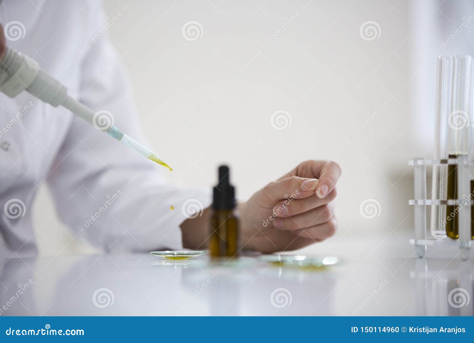 Checking a Pharmaceutical Cbd Oil in a Laboratory on Watch Glass Stock ...