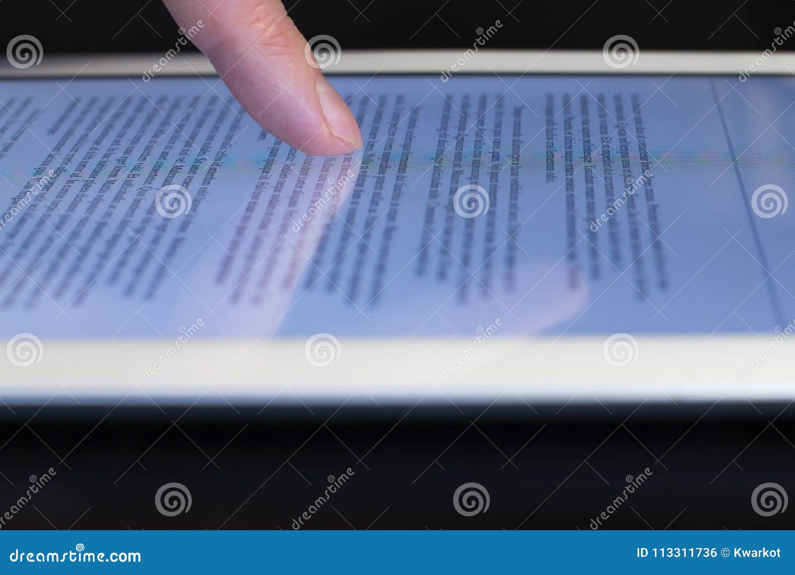 Closeup Scrolling Finger Touching Tablet Stock Photo - Image of outside ...
