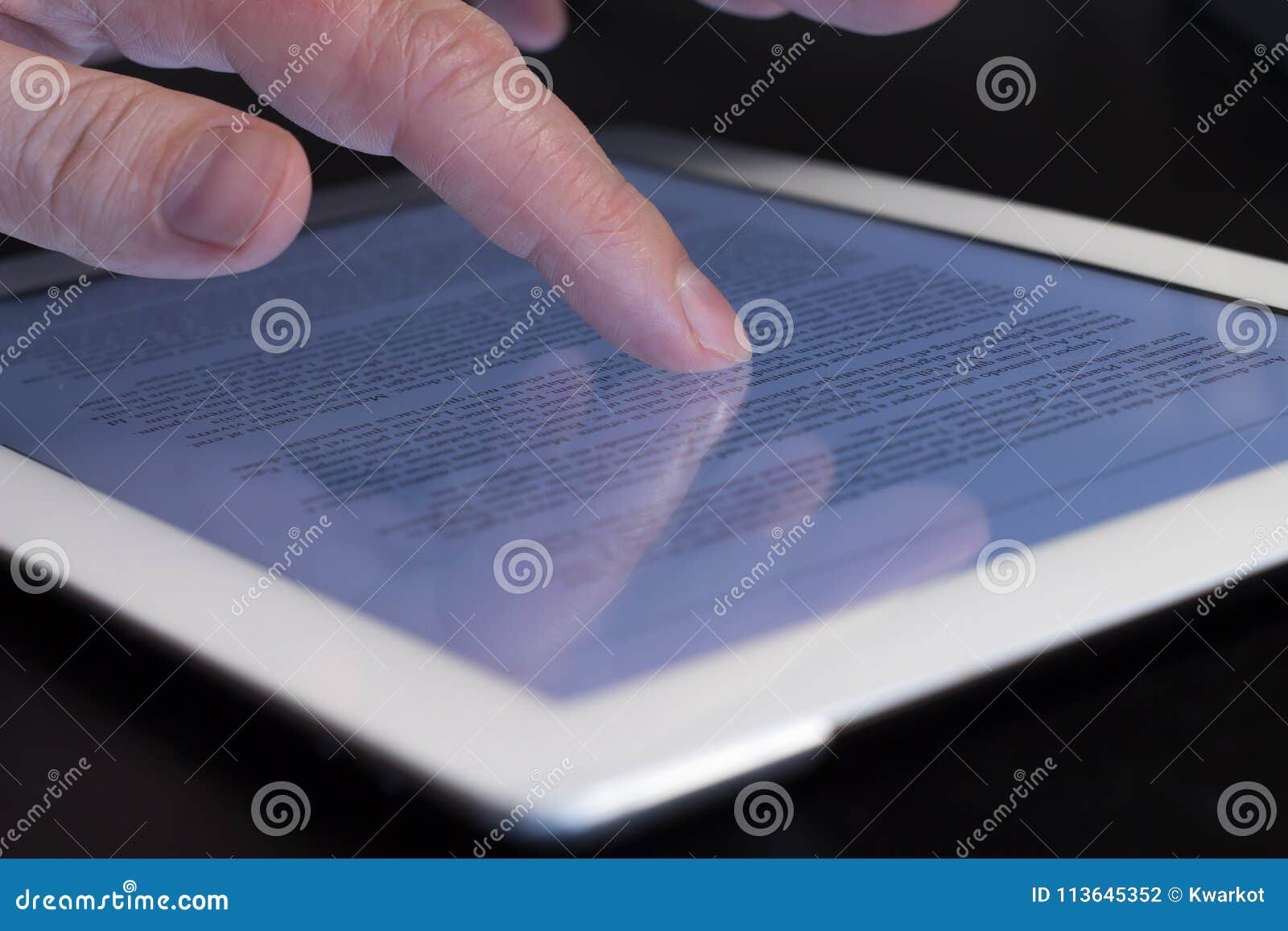 Closeup Scrolling Finger Touching Tablet Stock Photo - Image of ...