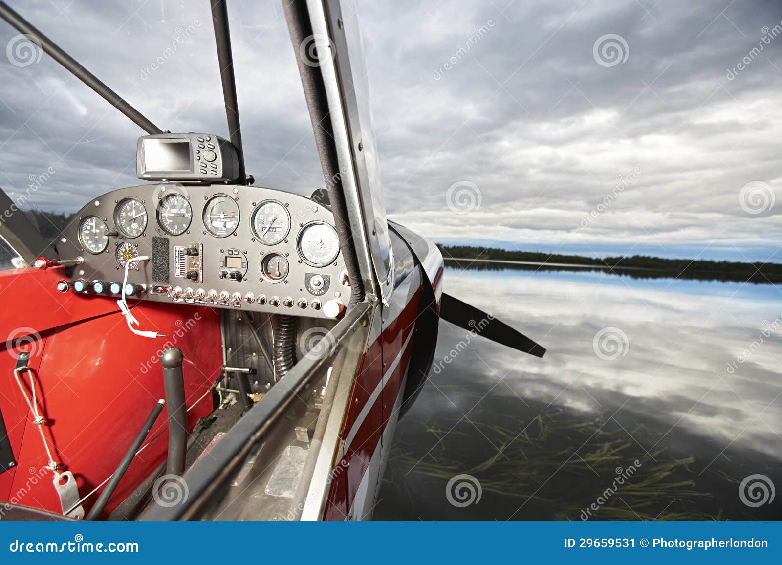 Closeup of Seaplane Cockpit Stock Image - Image of cockpit, overcast ...