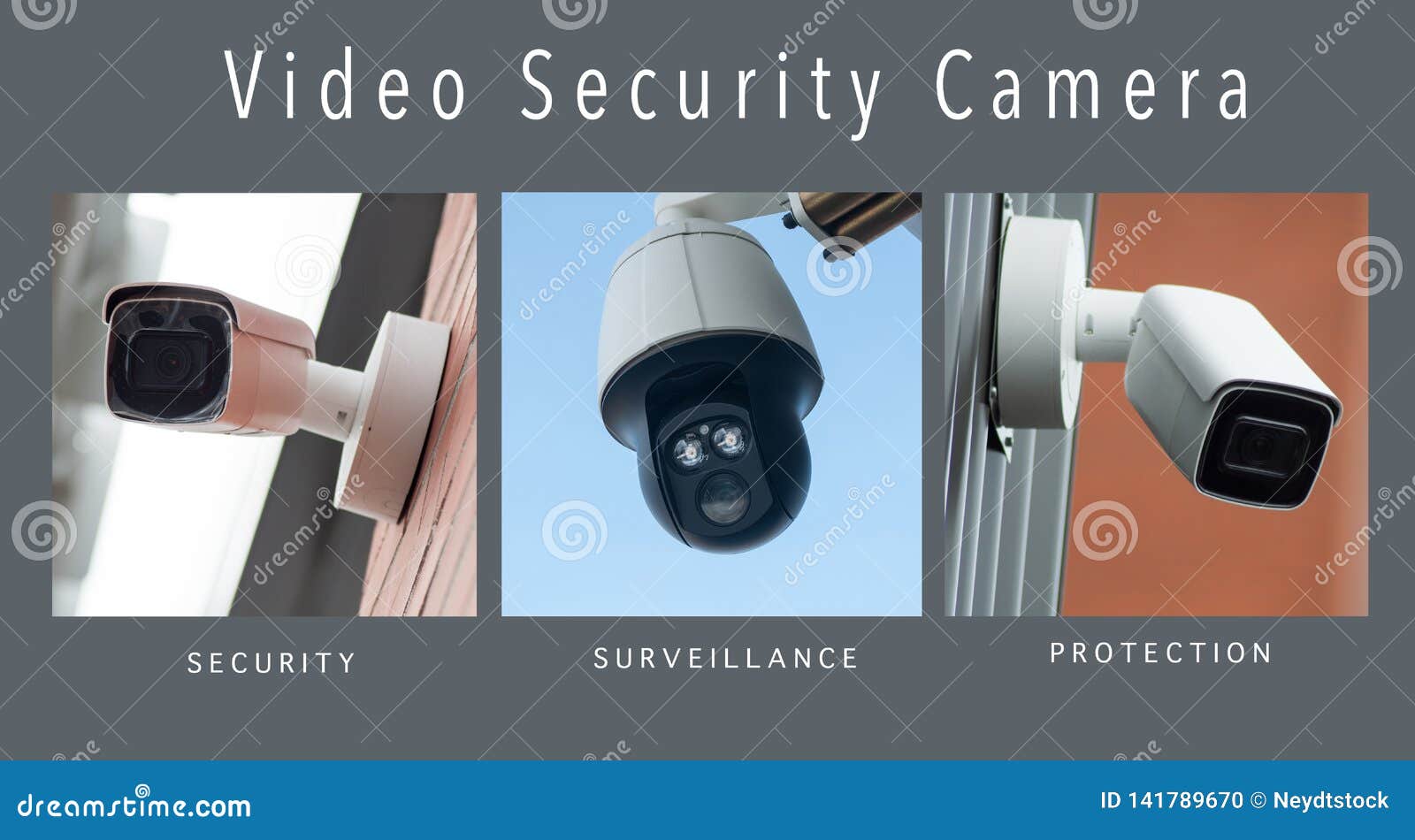 Security Cameras of Security - Collage with Text Stock Photo - Image of ...