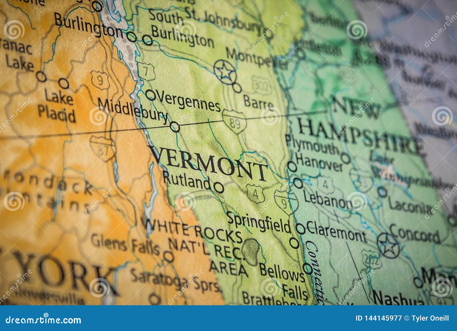 Selective Focus of Vermont State on a Geographical and Political State ... Selective Focus of Vermont State on a Geographical and Political State ...