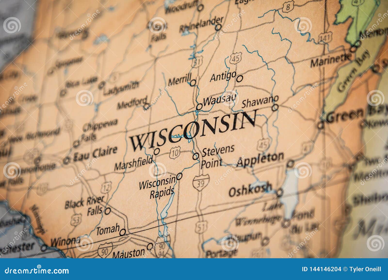 Selective Focus of Wisconsin State on a Geographical and Political ... Selective Focus of Wisconsin State on a Geographical and Political ...