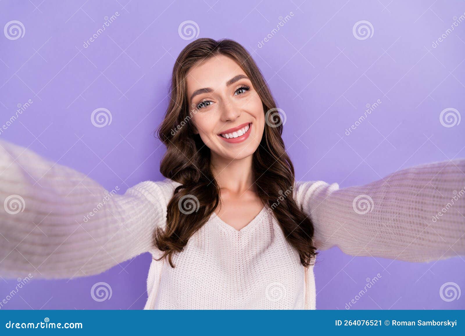 Closeup Selfie Photo Cadre Of Young Cheerful Toothy Beaming Smile