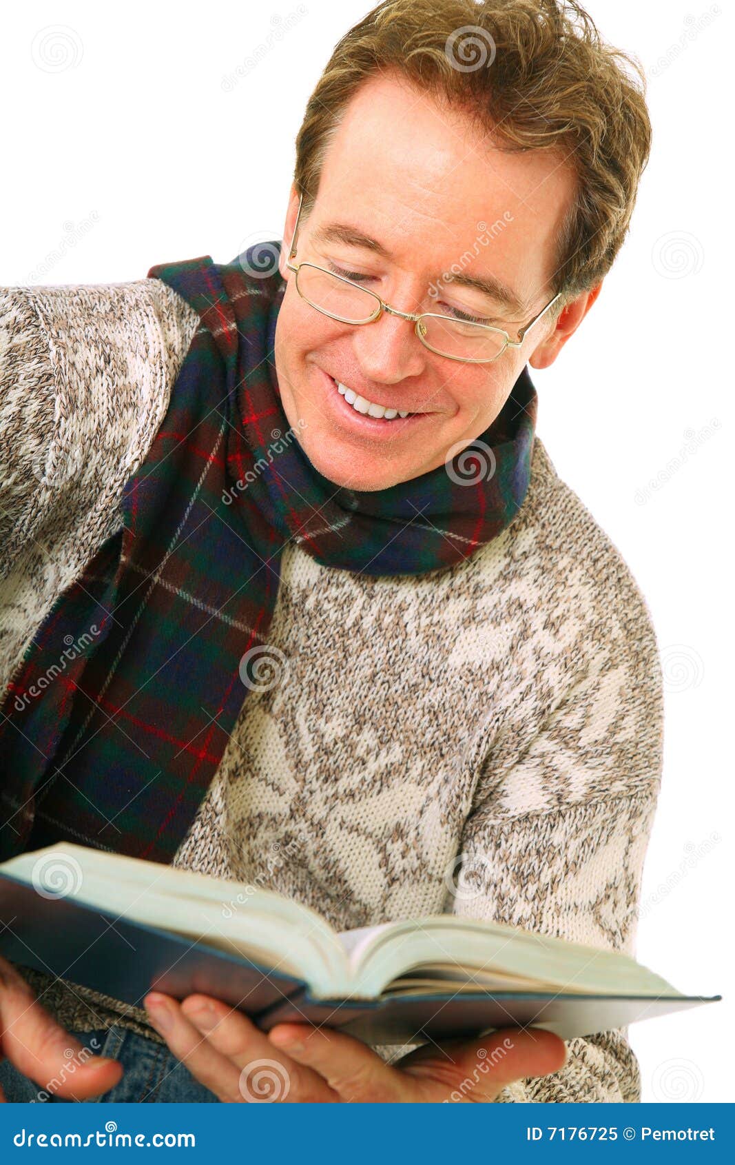 Closeup Senior Caucasian Man Enjoy Reading Stock Image - Image of young ...