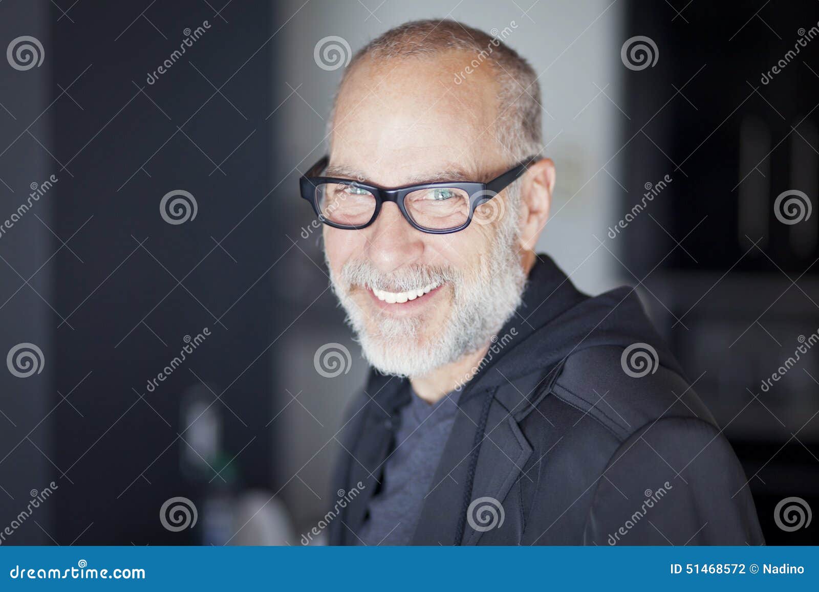 Closeup of a Senior Man Smiling Stock Photo - Image of contemplation ...