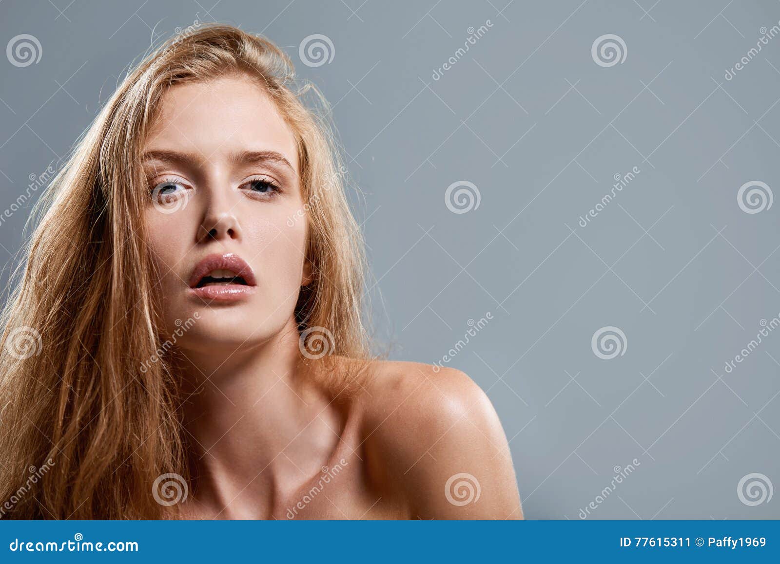 Closeup of Sensual Woman Looking at Camera Stock Image - Image of pure ...