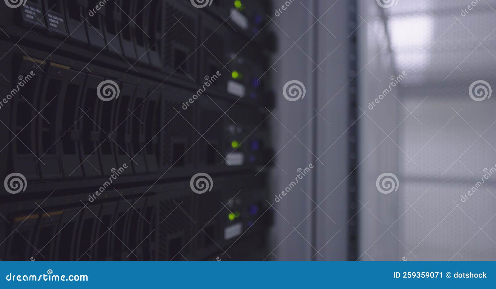 Closeup of Server Room Rack in Big Data Center Office Space. Server ...