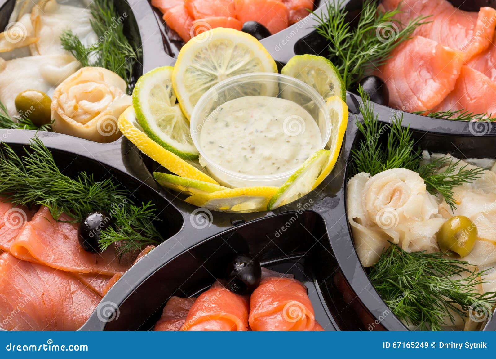 Closeup Set Different Canapes and Snacks Stock Image - Image of meal ...