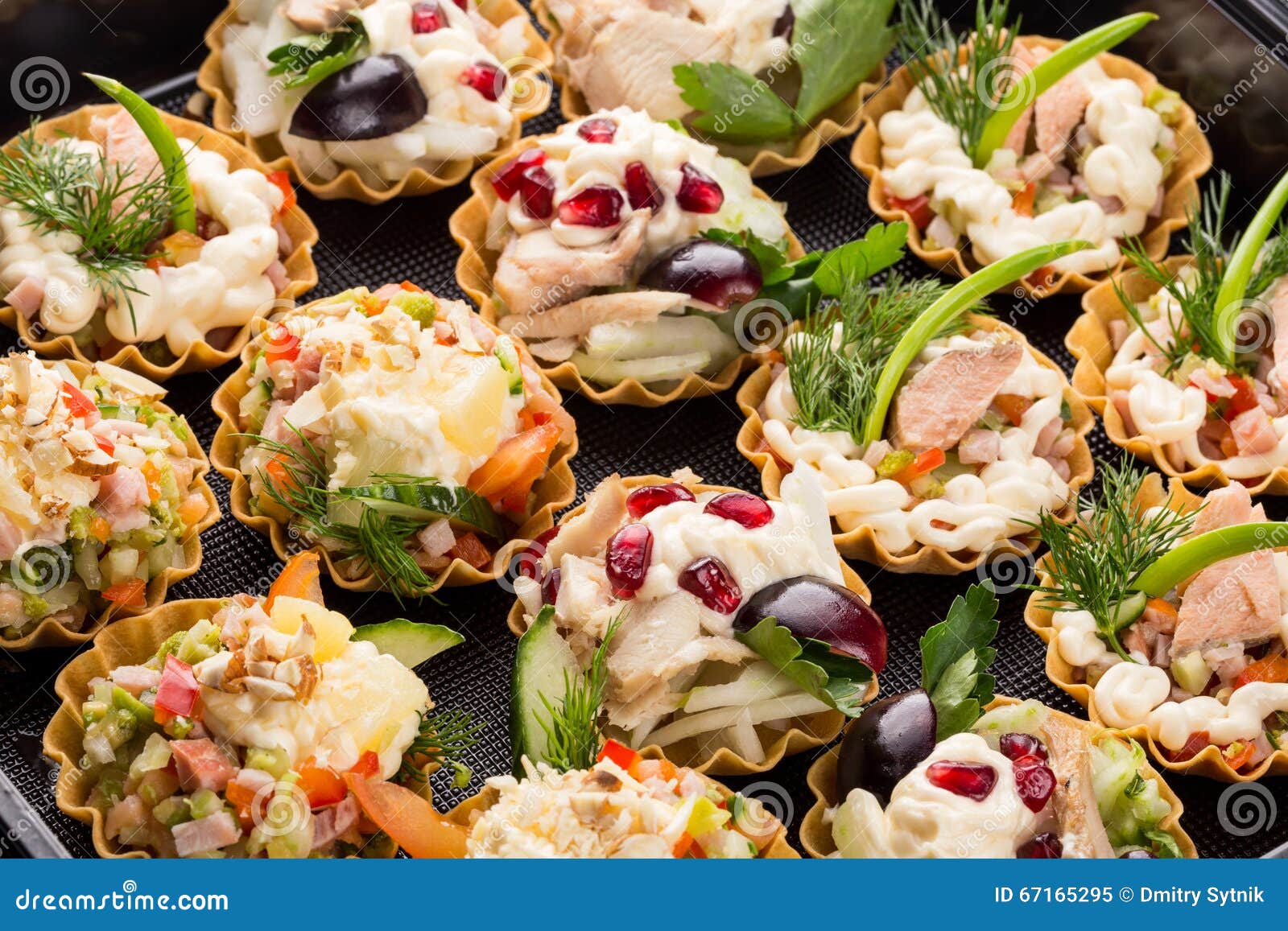 Closeup Set Different Canapes and Snacks Stock Image - Image of cuisine ...
