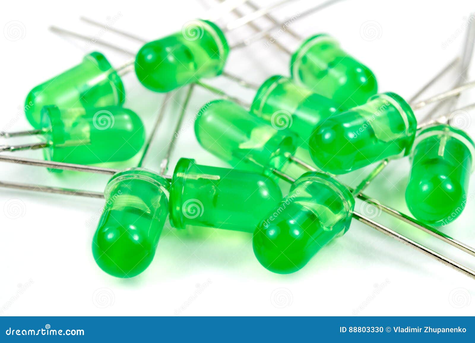 Closeup Set of Green LED Diodes on a White Background Stock Photo ...