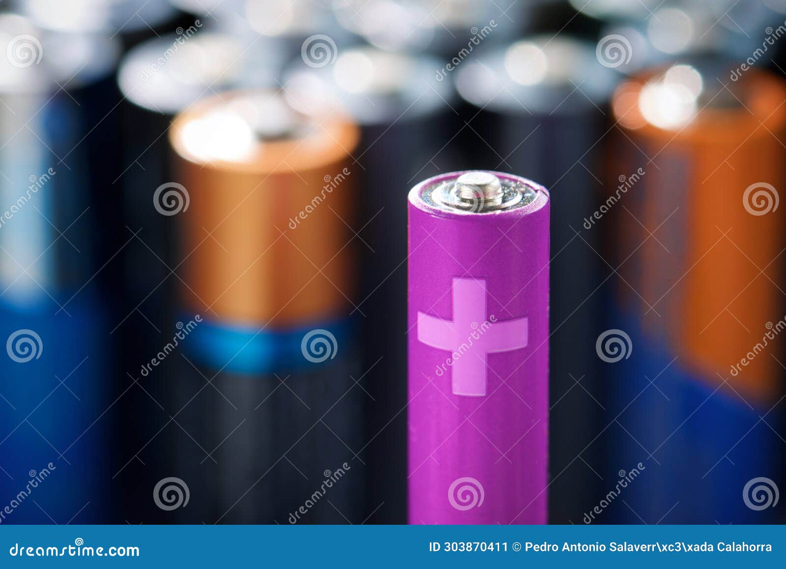 Closeup of a Set Small Batteries Stock Image - Image of electricity ...