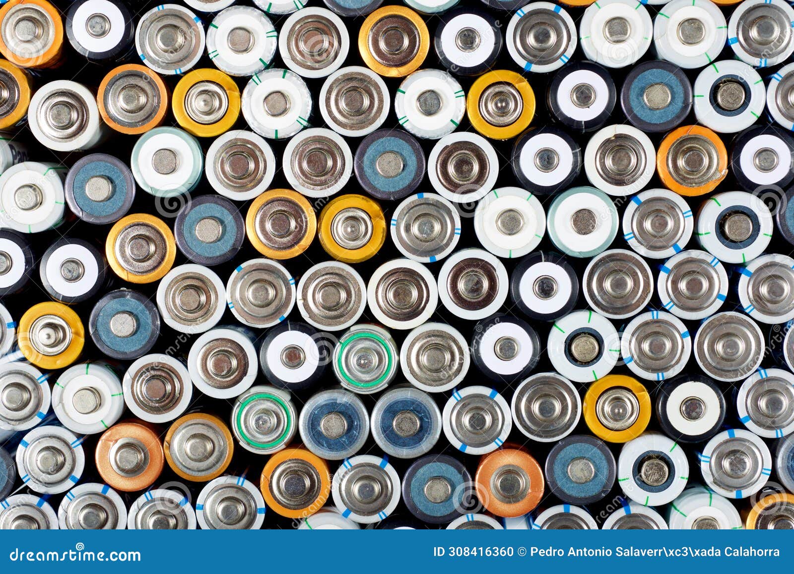 Closeup of a Set Small Batteries Stock Photo - Image of current ...