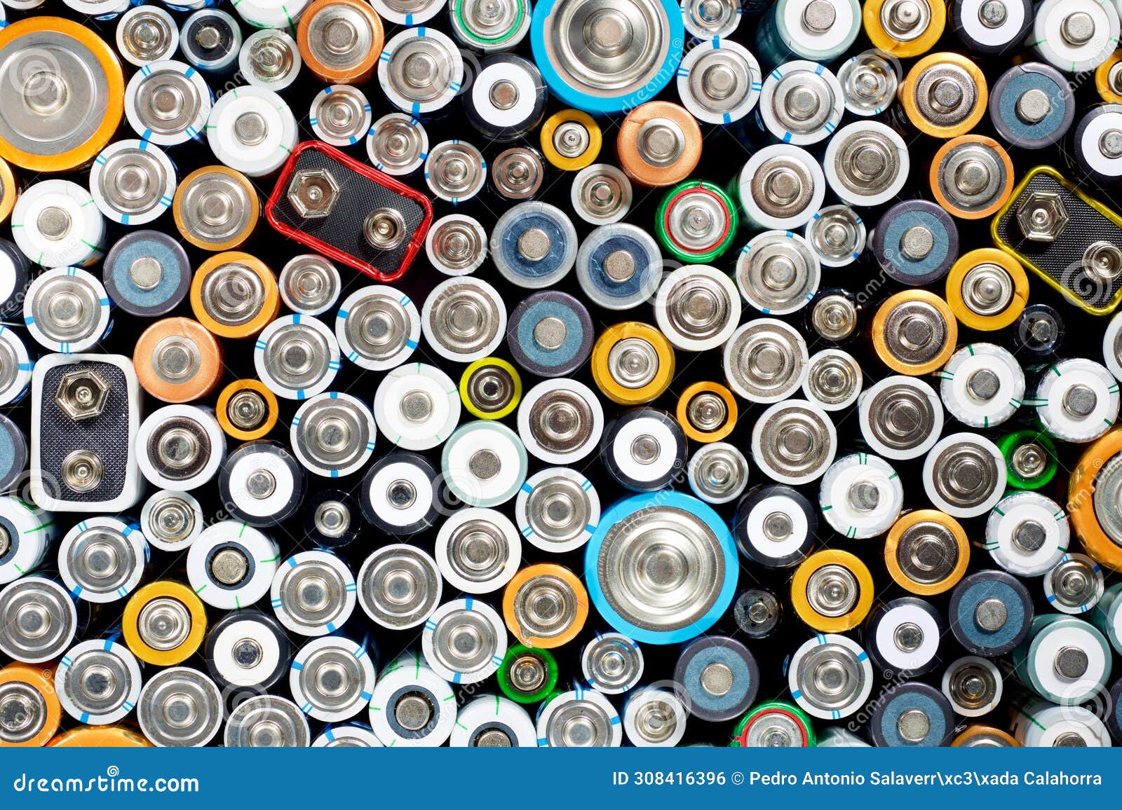 Closeup of a Set Small Batteries Stock Photo - Image of closeup, group ...