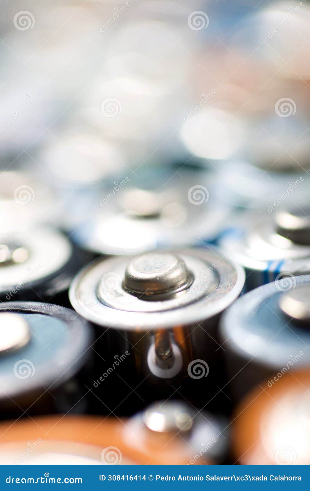 Closeup of a Set Small Batteries Stock Photo - Image of detail ...