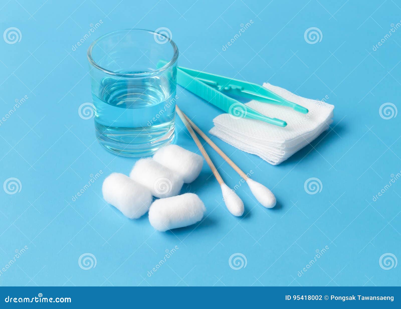 Closeup Set of Wound Dressing on Blue Background, Selective Focus Stock ...