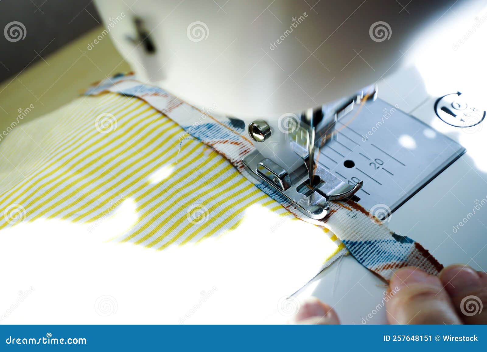Closeup of a Sewing Machine Needle Bobbin and Stitch Settings Stock ...