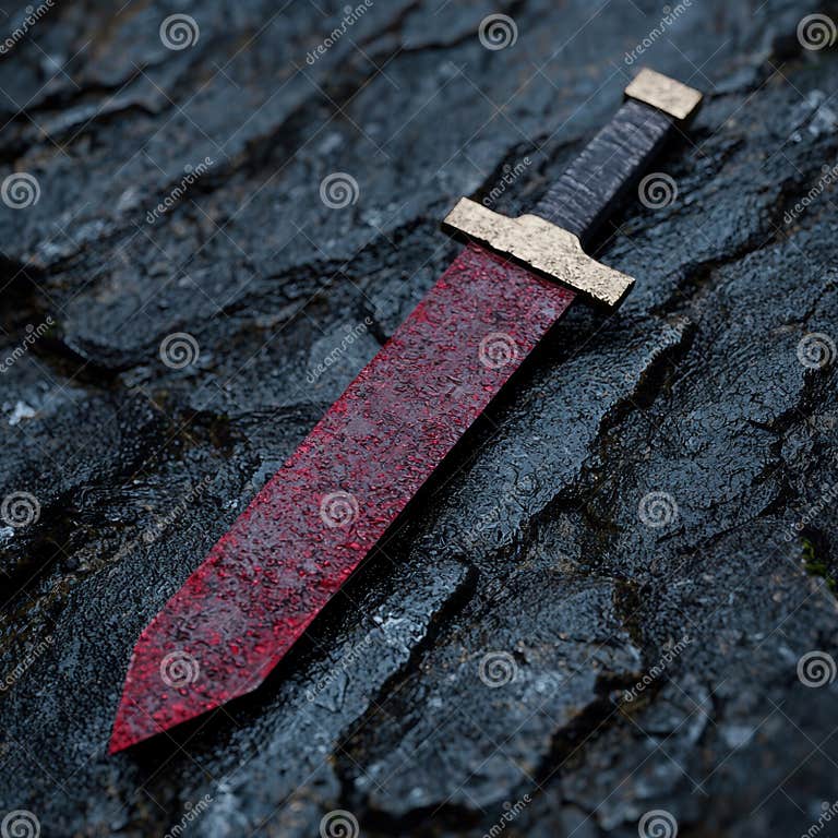 Closeup of a Sharp Dagger on a Dark Rocky Surface Stock Illustration ...