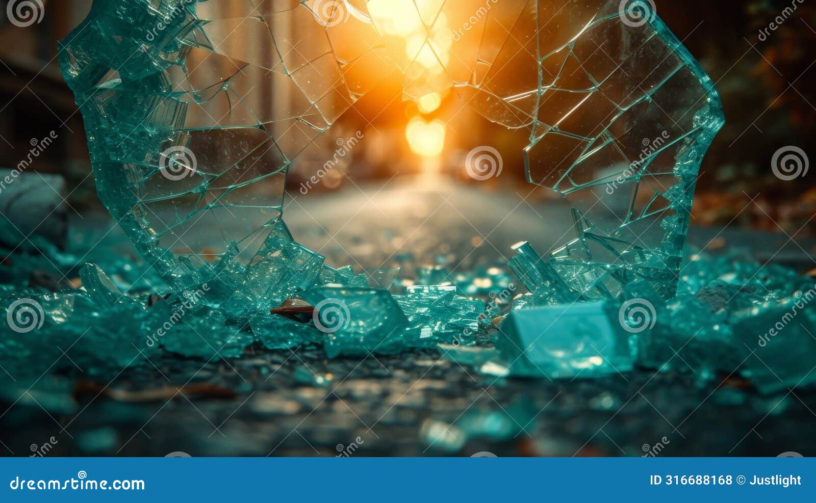 Closeup of Shattered Gl Shards Tered on the Ground Stock Photo - Image ...