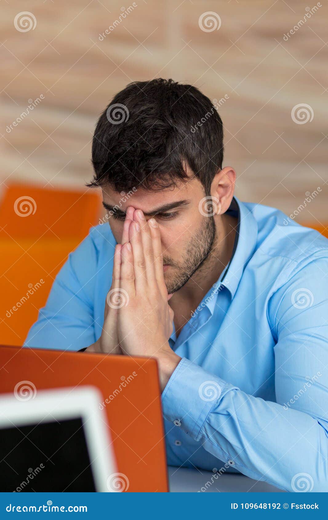 Closeup of Shocked Young Man Working on Laptop Stock Photo - Image of ...