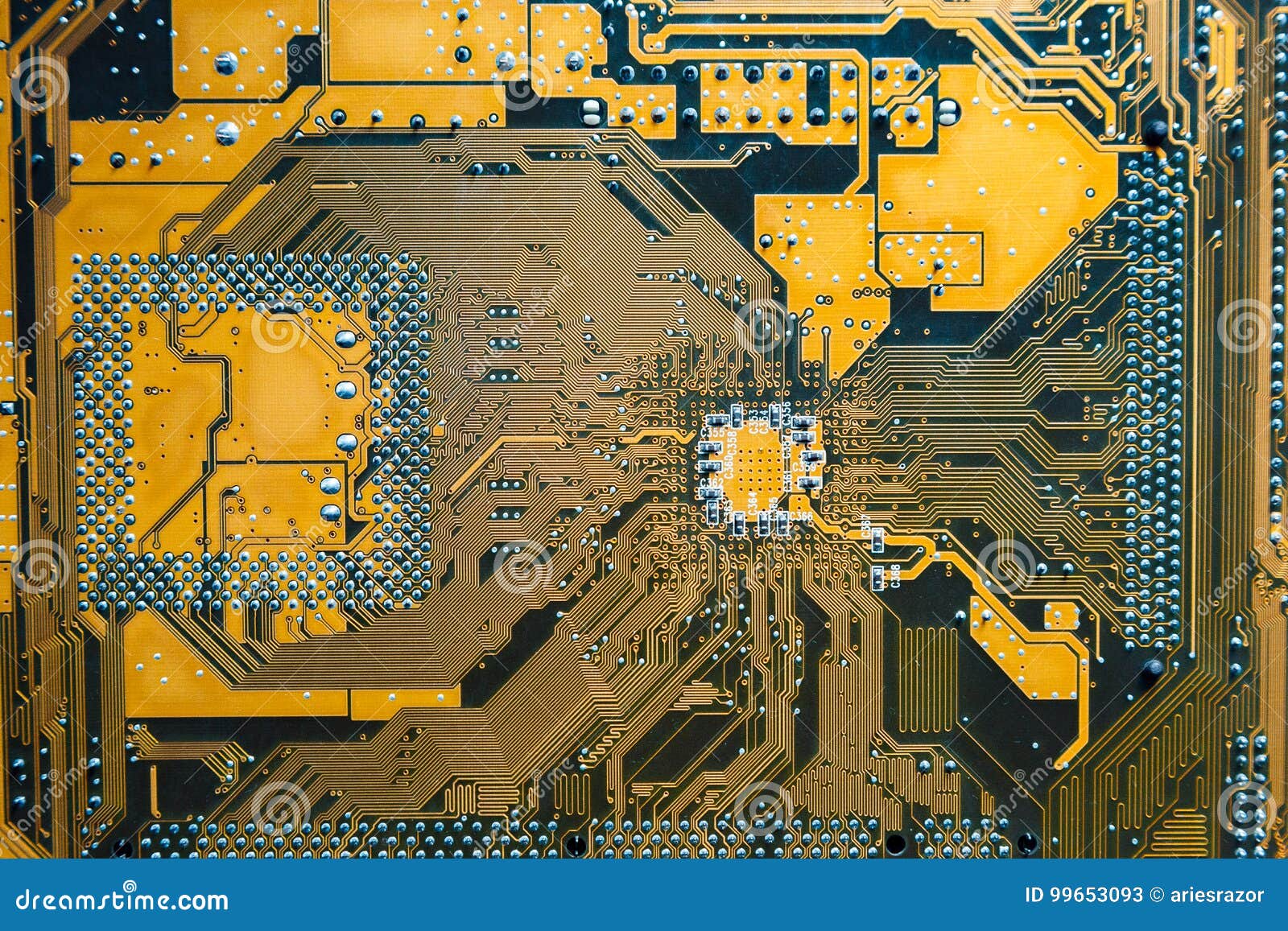 Closeup Shoot Of The Microchip On Circuit Board Stock Image Image Of
