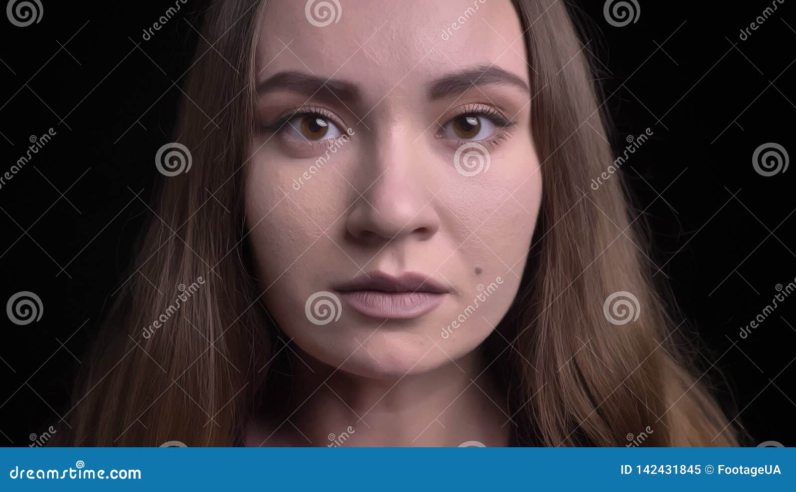 Closeup Shoot Of Young Beautiful Long Haired Caucasian Female Face With