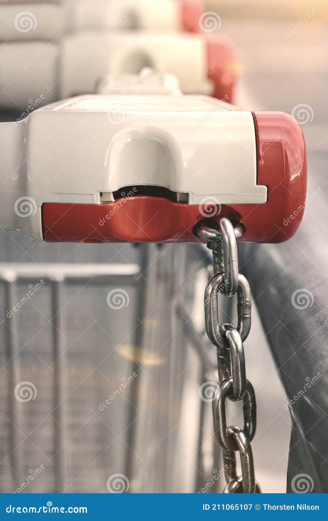 Closeup of a Shopping Trolley Locking System. Stock Image - Image of ...