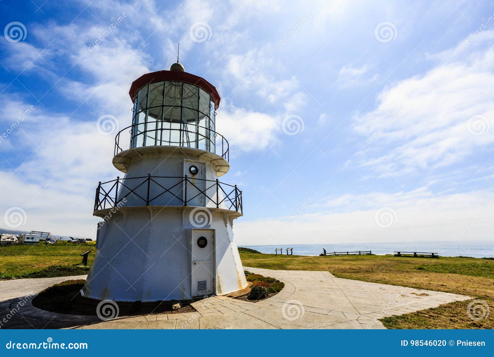 Closeup of Short Coastal Lighthouse Along Shore of California Stock ...