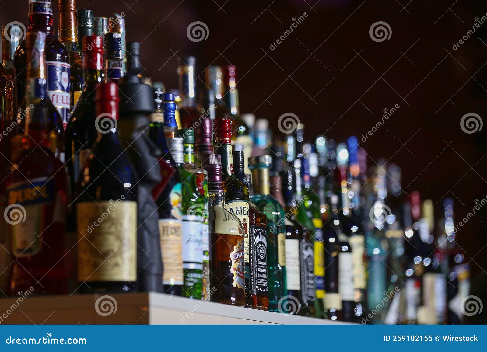 Closeup Shot of Alcoholic Drinks Bottles on the Shelf Editorial Image ...