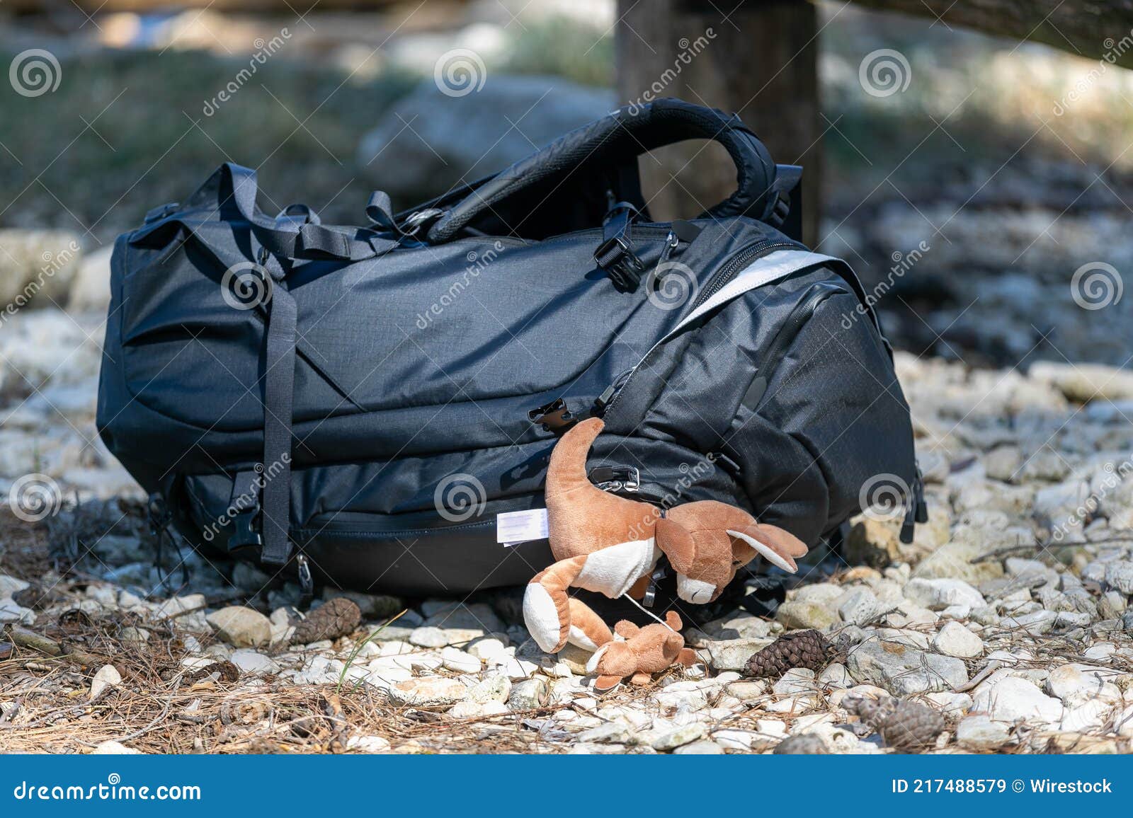 Closeup Shot of a Backpack on the Ground Stock Image - Image of rocks ...