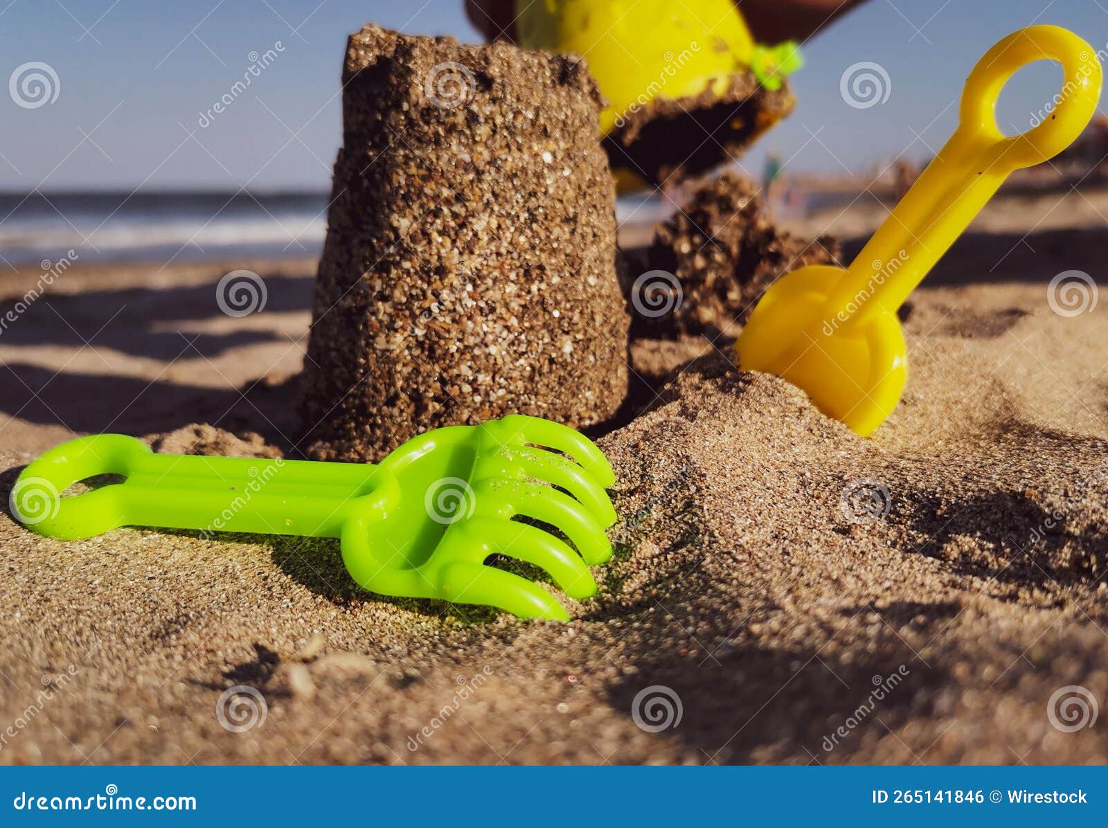 Closeup Shot of Beach Tools for Building Sandcastle on the Beach Stock ...