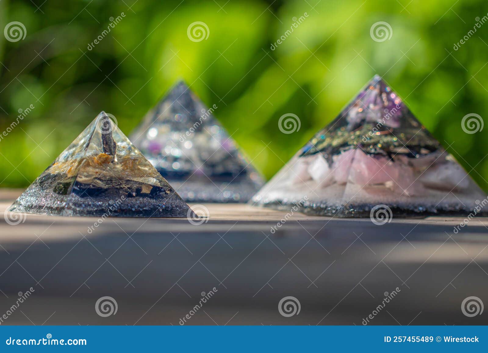 Closeup Shot of Beautiful Crystal Geode Mineral Pyramids on a Table ...