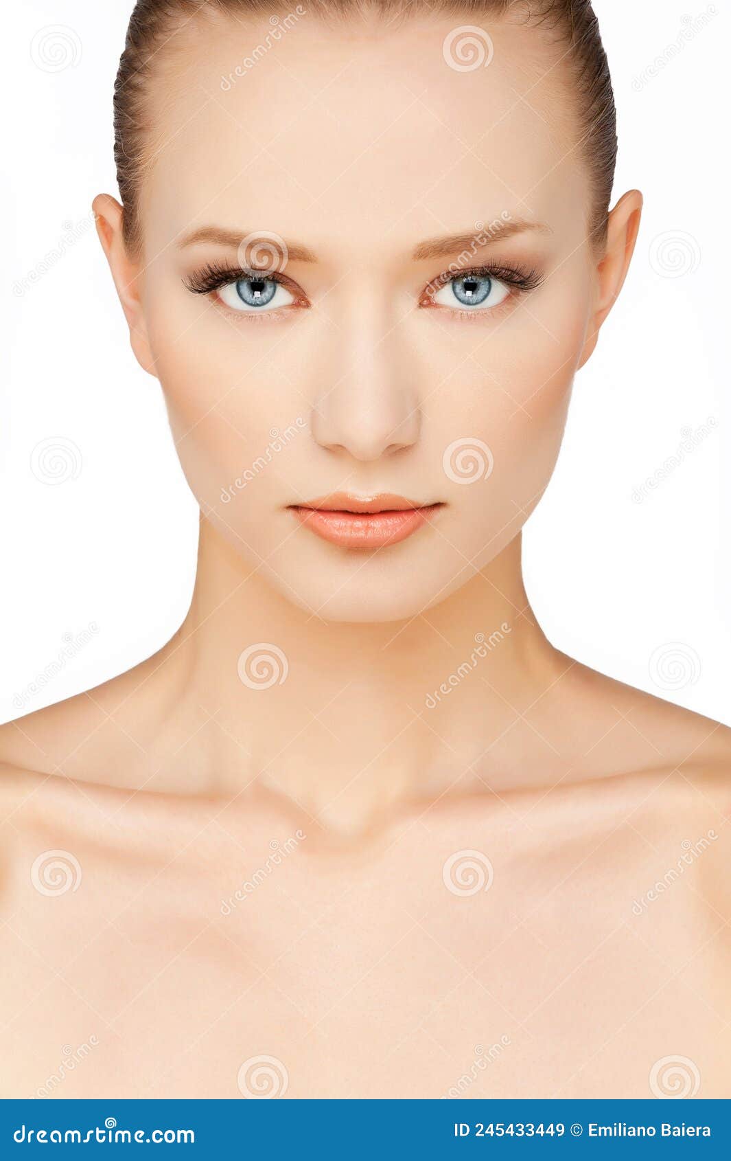 Beautiful Girl With Perfect Healthy Spotless Skin Natural Makeup Nude